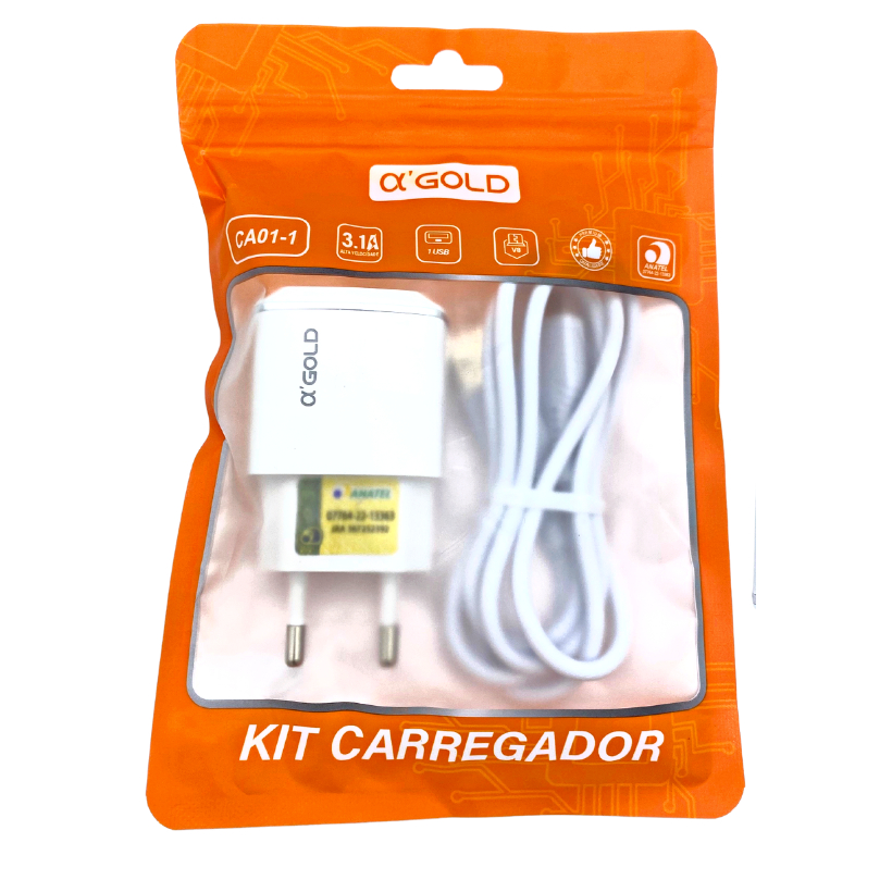 Kit Carregador com Cabo Tipo C 3.1A - a'Gold - envio imediato | Shopee ...
