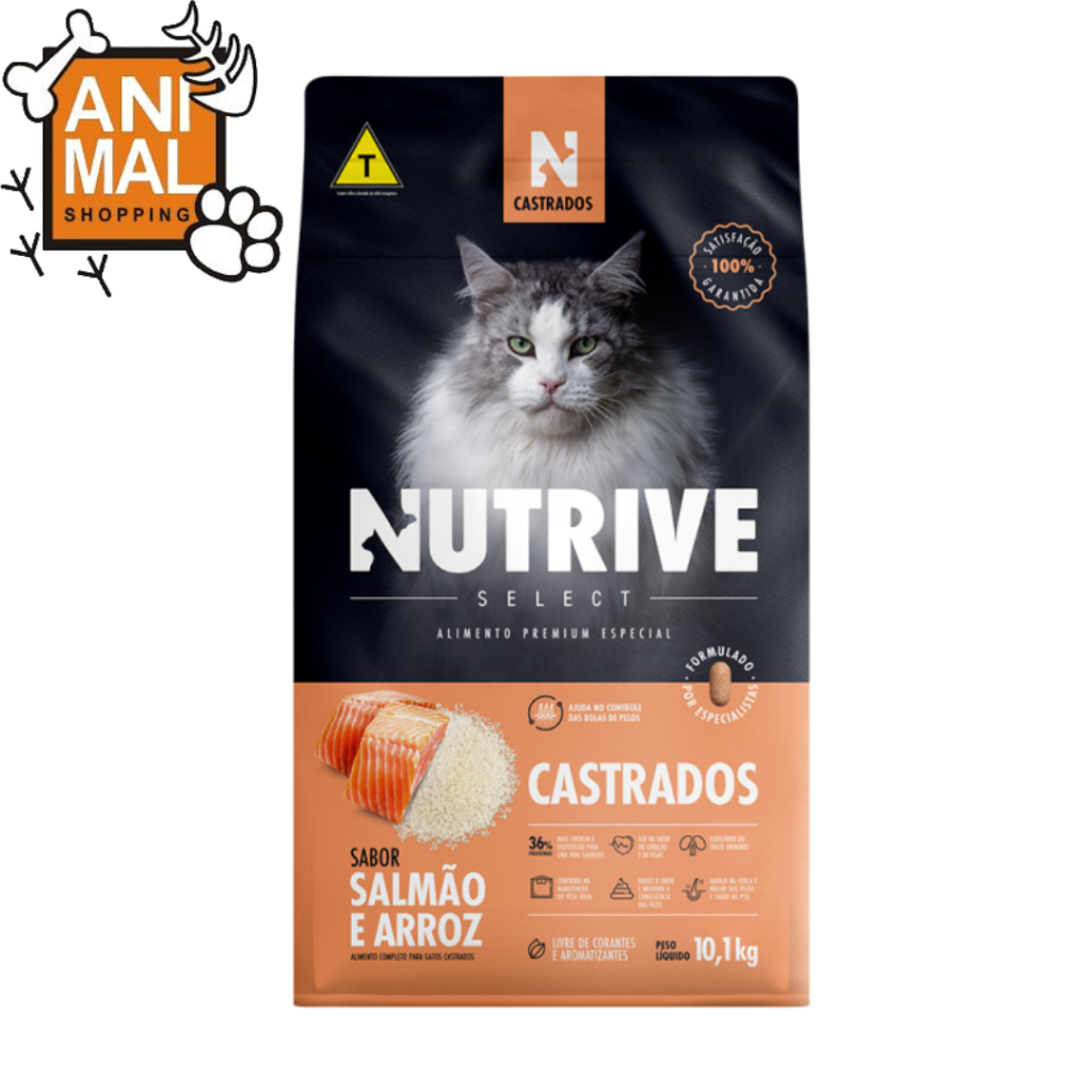 Ração Para Gatos Castrados Nutrive Select Salmão - 10kg | Shopee Brasil