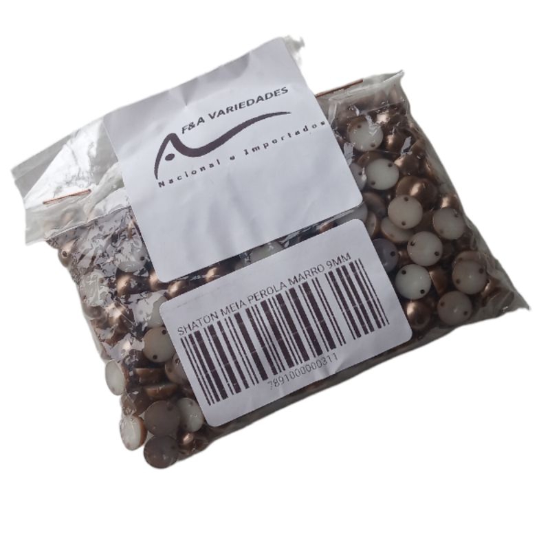Shaton Meia Perola Artificial, Com Furo Para Costura Cor Marrom 9mm ...