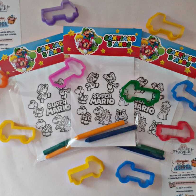 KIT COLORIR PERSONALIZADOS SUPER MARIO MIMO LEMBRANCINHA FESTA INFANTIL ...