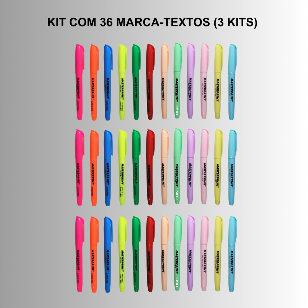 Kit 36 Marca Textos Neon Pastel Masterprint (18 Neon + 18 pastéis ...