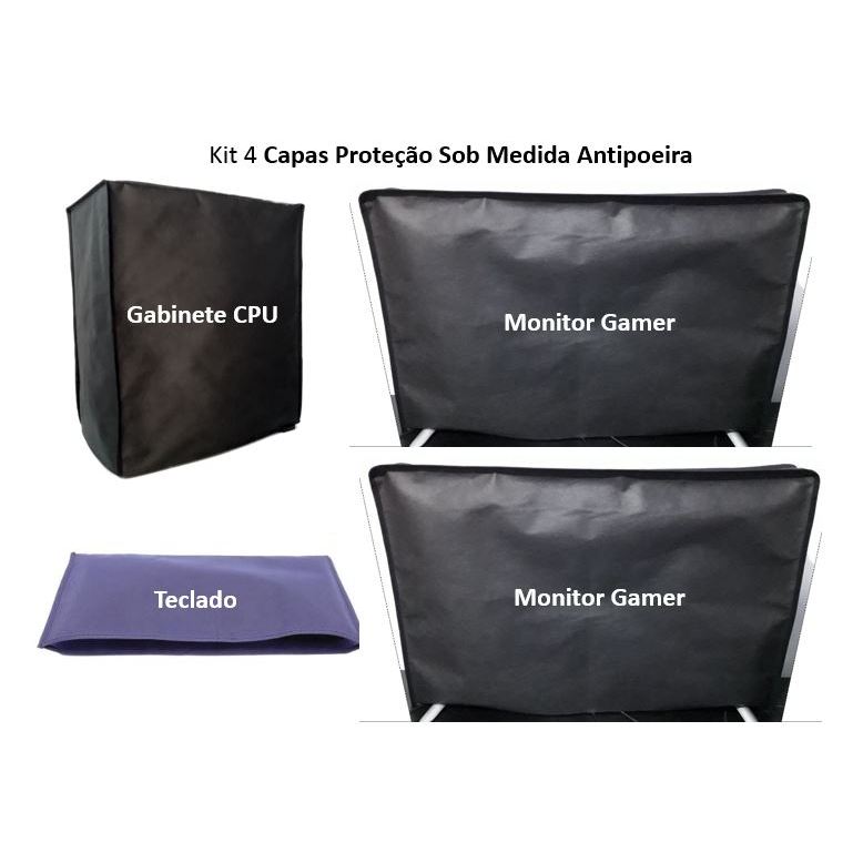 Kit 4 Capas Proteção 2 Monitor + 1 CPU Gamer + 1 Teclado Gamer em TNT ...