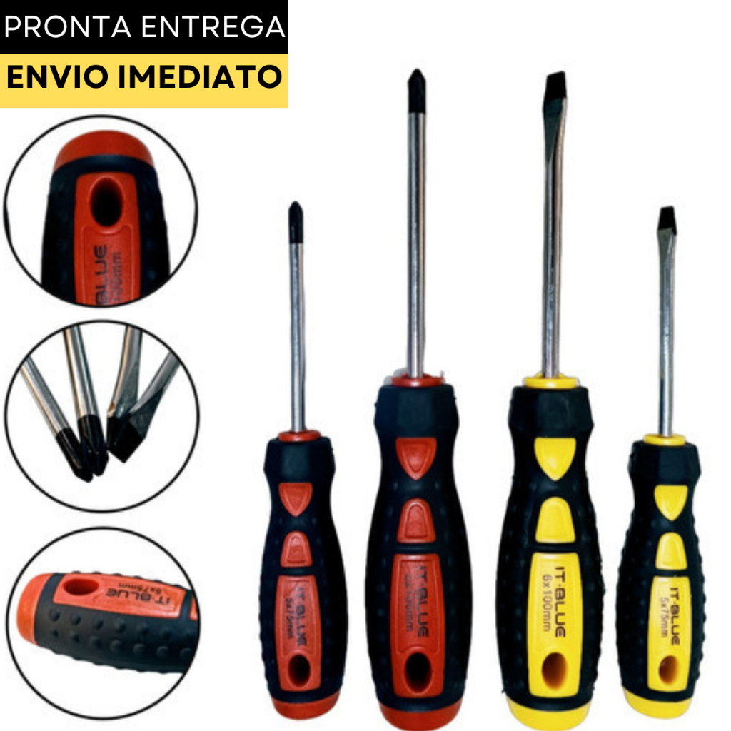Kit Com Jogo De Chave de fenda 6 peças Ferramenta simples em aço Ponta ...