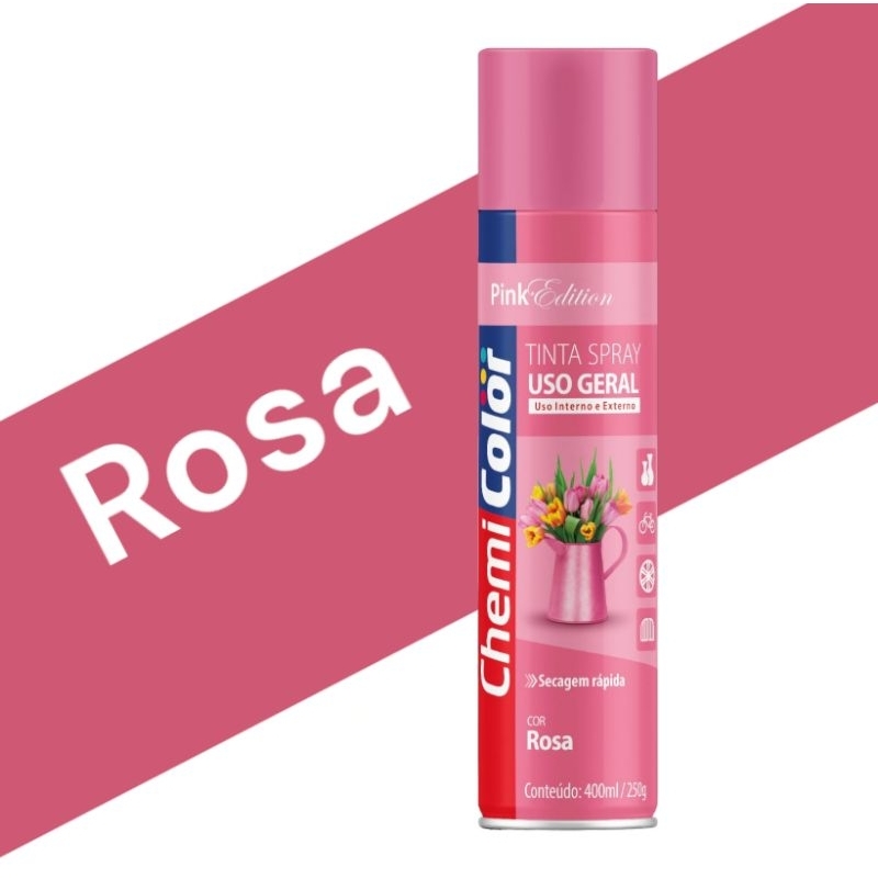 Tinta Spray Rosa 400ml Uso Geral Chemicolor Edition Casa Escritório ...