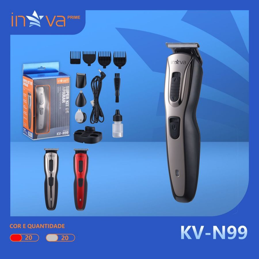 Barbeador Cortador Cabelo Barba Eletrico Portatil Suporte Inova KV-N99 | Shopee Brasil