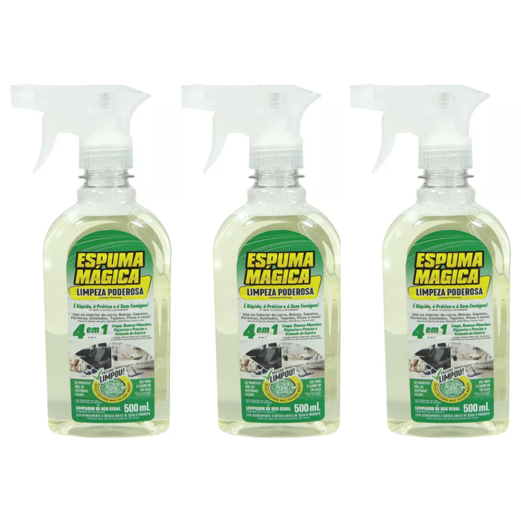 Kit com 3 Espuma Magica Líquida 500ml - Totalizando 1,5 litros | Shopee ...