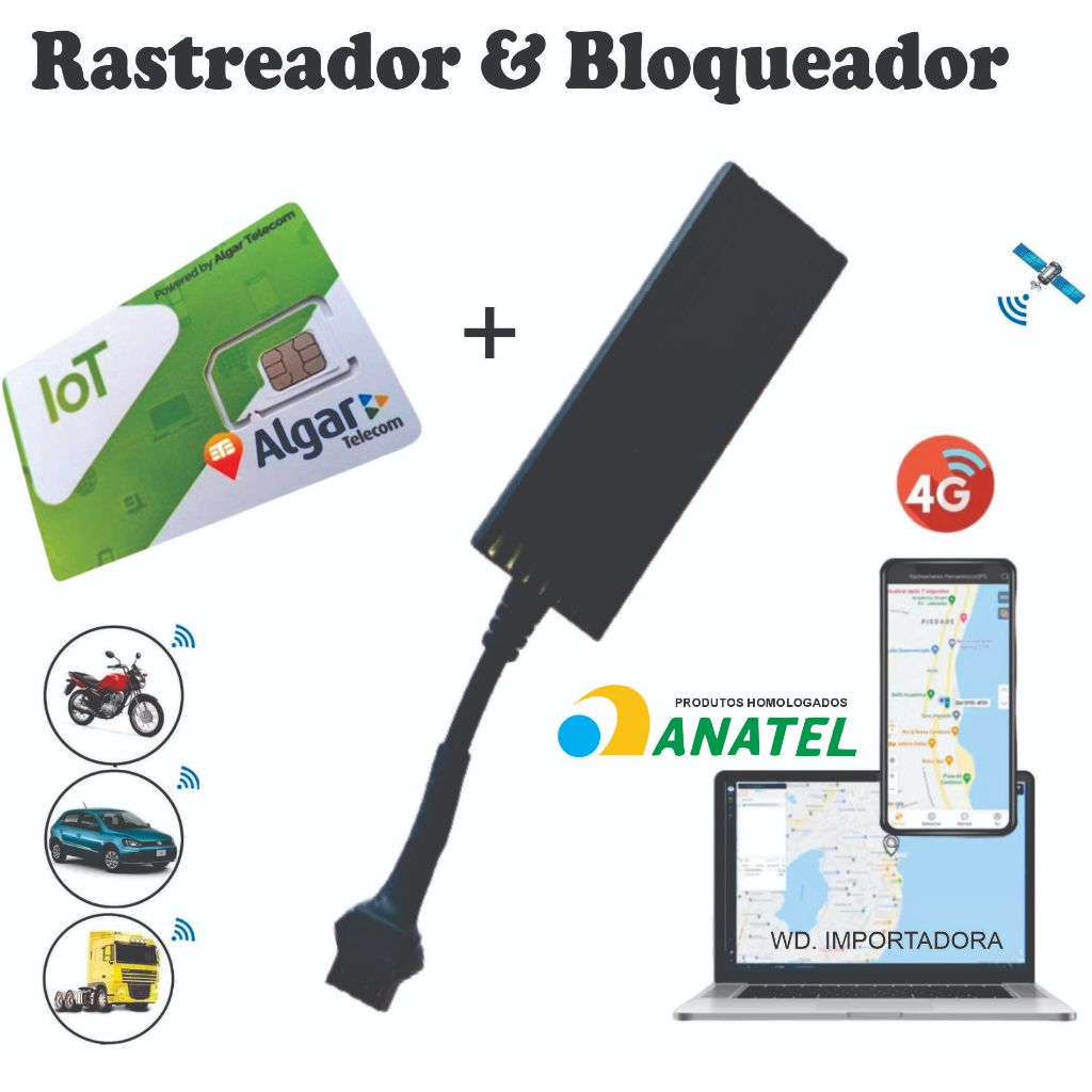 Rastreador Veicular com Bloqueador E CHIP M2M GSM GPRS para Carros Motos Caminhões Vans Ônibus e ...