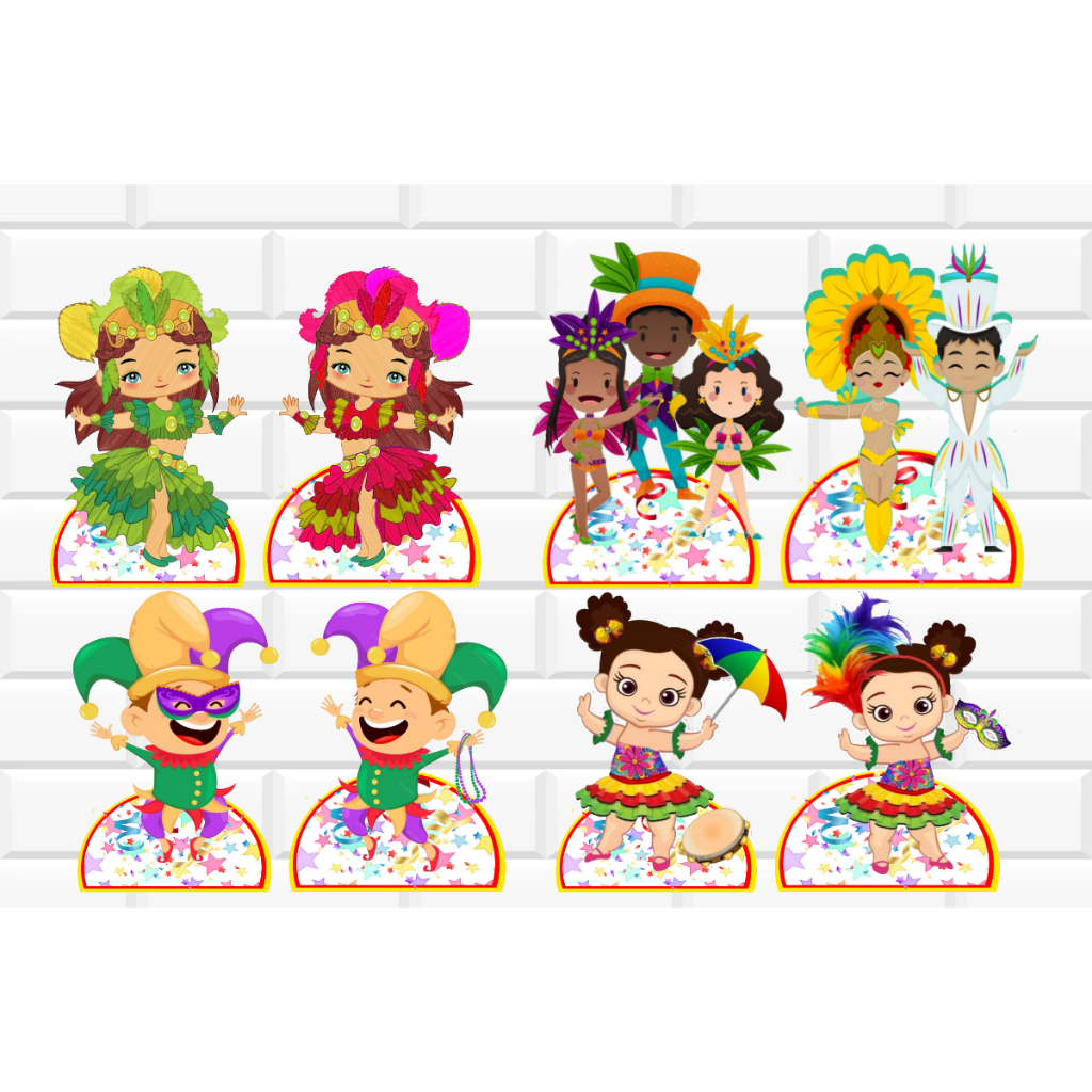 DECORAÇÃO CARNAVAL KIT 8 DISPLAY DE 20 CM EM MDF DE 3MM | Shopee Brasil