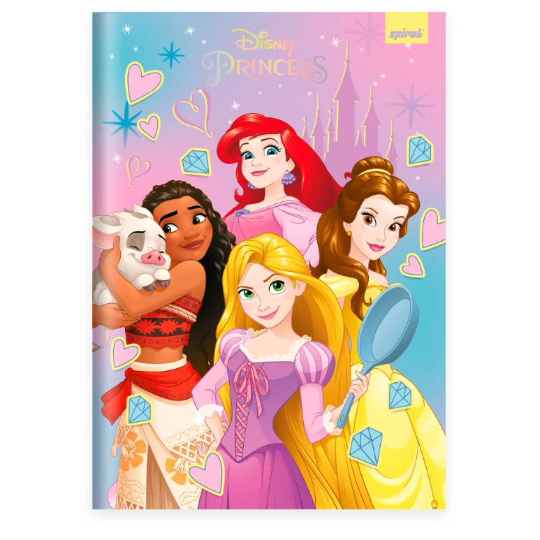 Caderno Universitário Capa Dura Costurado 80 Folhas Disney Princesas ...