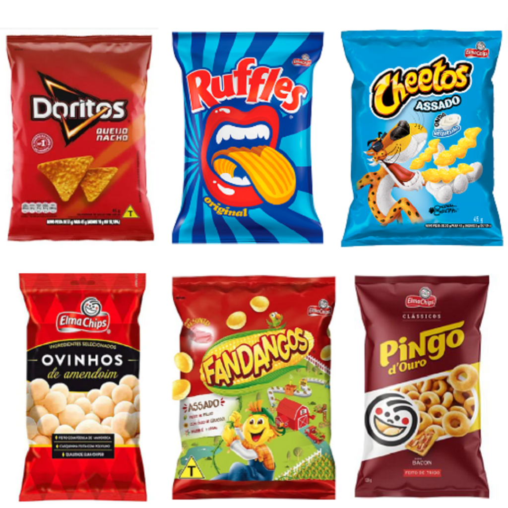 Kit Salgadinhos Elma Chips SORTIDOS - 6 Pacotes com Doritos Queijo ...