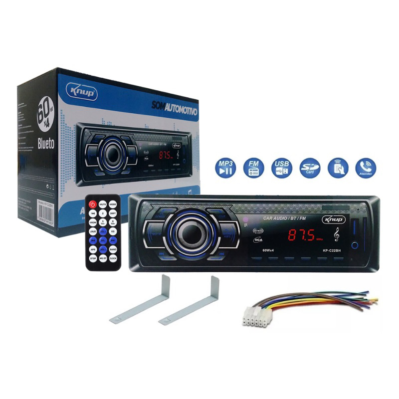 Som Automotivo Knup Rádio + Bluetooth + Usb | Shopee Brasil