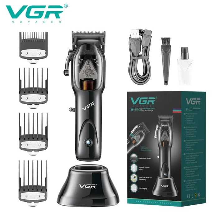 Máquina De Cortar Cabelo Profissional Vgr V-653 - 9000 Rpm Cor Preto Sem Fio | Shopee Brasil