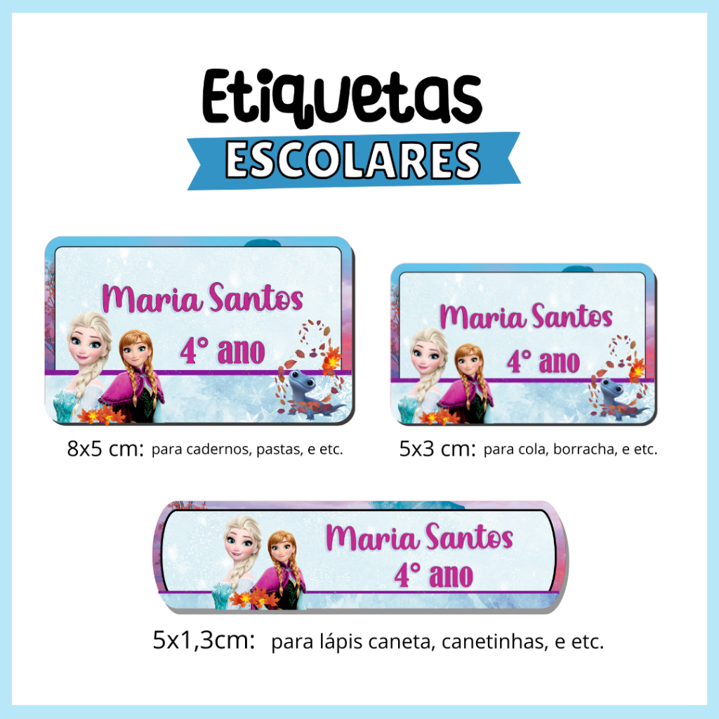 Etiqueta Escolar Frozen / Adesivo Escolar/ Todos Os Temas / Volta as ...