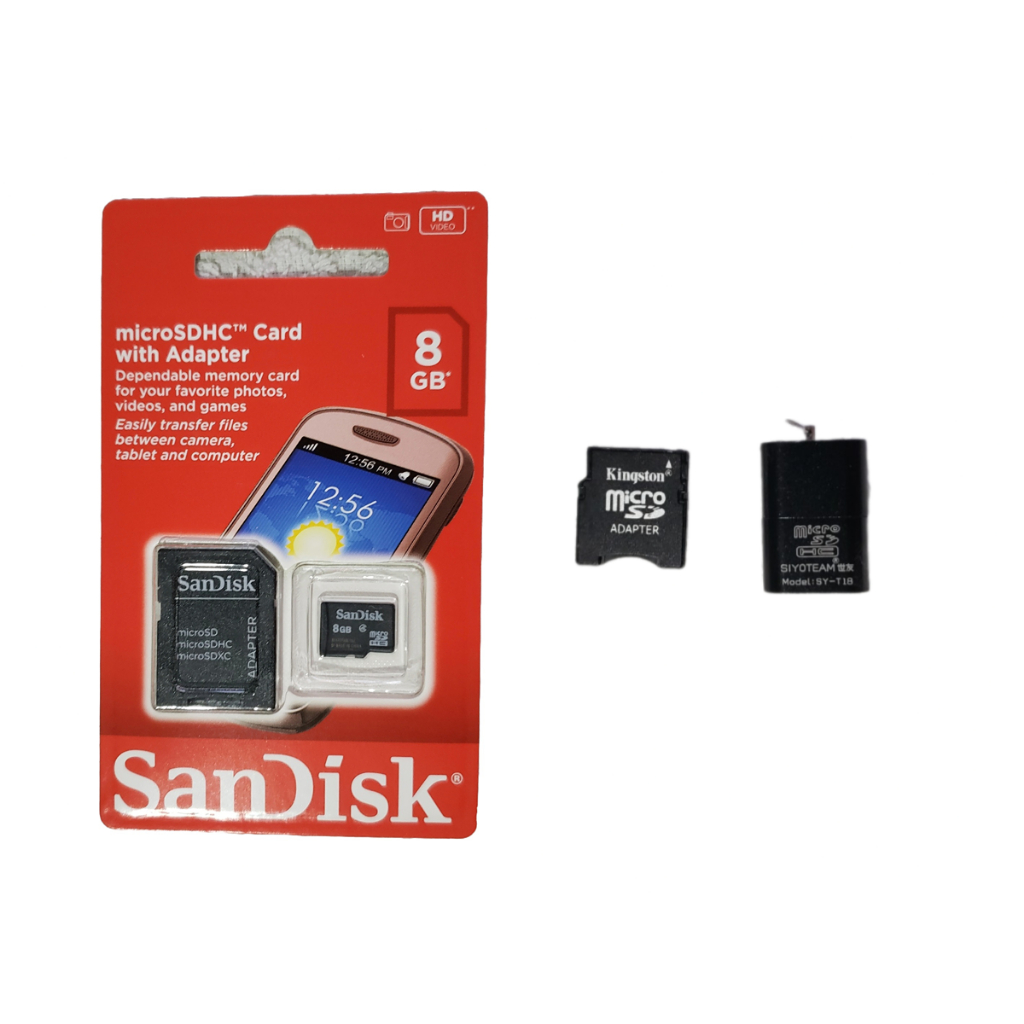 Adaptador Micro SD para Mini SD + Leitor de Cartões + Micro SD 8GB ...