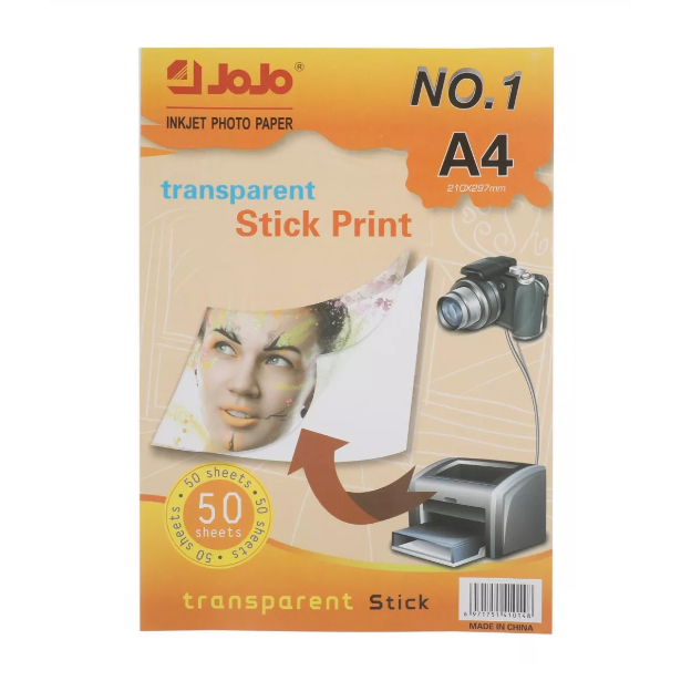 Vinil Adesivo Transparente A4 - Jojo - Jato de Tinta - 50 folhas | Shopee Brasil