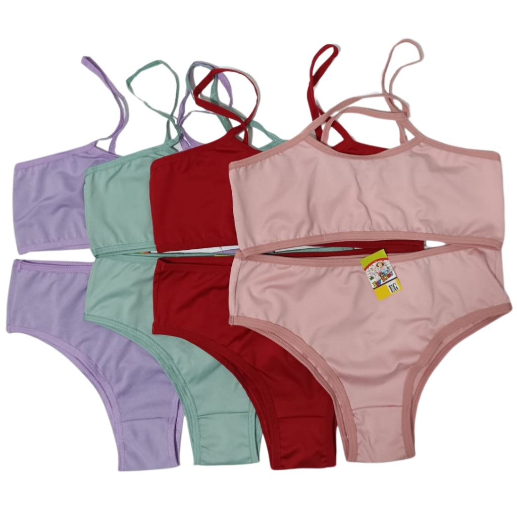 Kit 3 Conjuntos Infantil Feminino Calcinha e Top Micro Lisa | Shopee Brasil