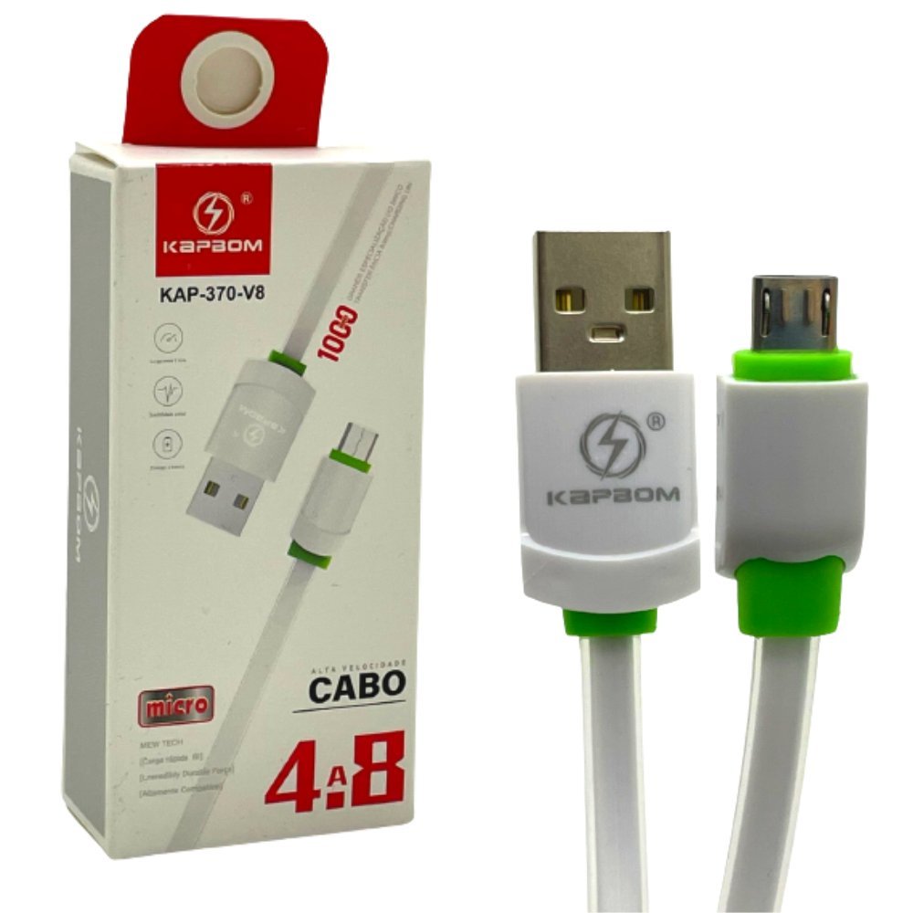 Cabo USB Original V8 Kapbom Turbo 4.8a | Shopee Brasil