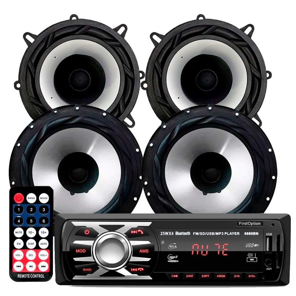 Kit Som Automotivo Player Bluetooth Falante 6 + 5 Pol | Shopee Brasil