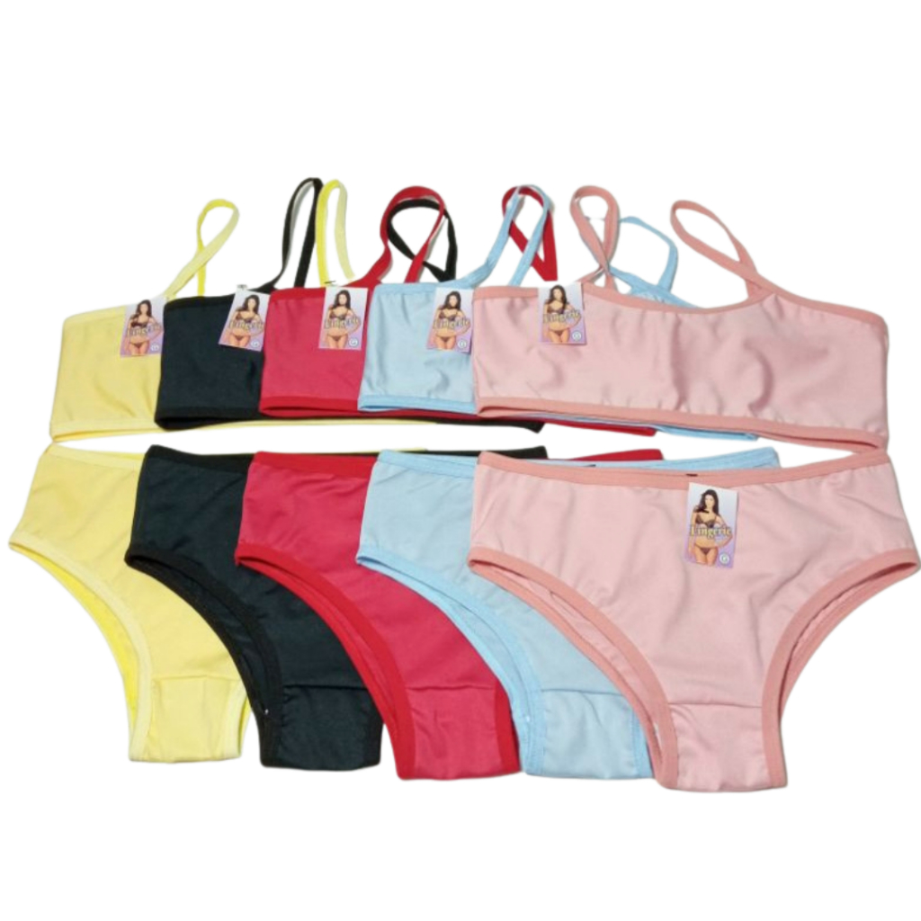 Kit 5 Conjuntos Infantil Feminino Calcinha e Top Micro Lisa 1 a 12 Anos ...