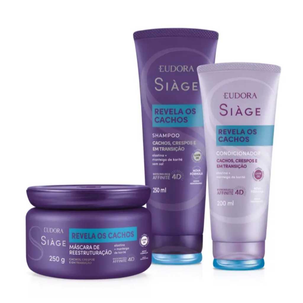 Kit Siáge Eudora Shampoo 250ml + Condicionador 200ml + Máscara 250g ...