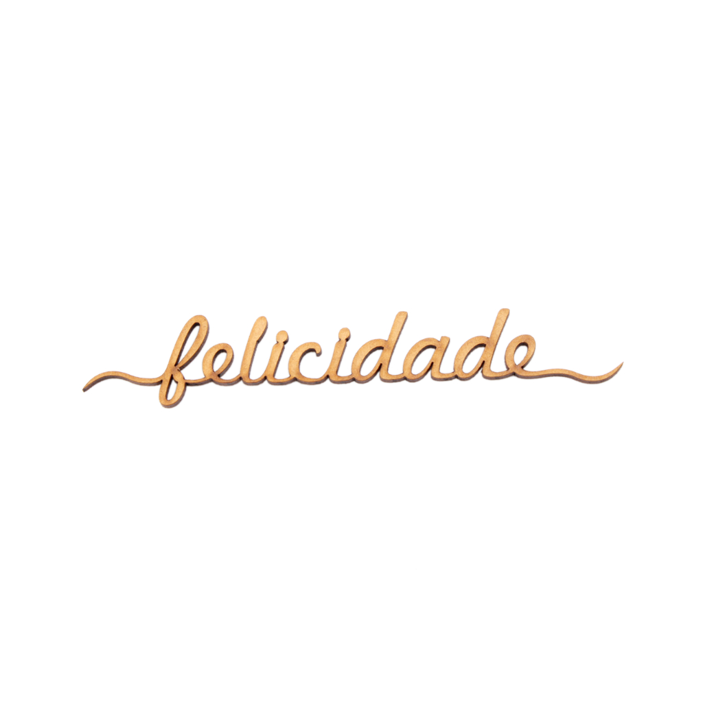 Aplique Em MDF Cru Lettering Felicidade C/ 10 Peças | Shopee Brasil
