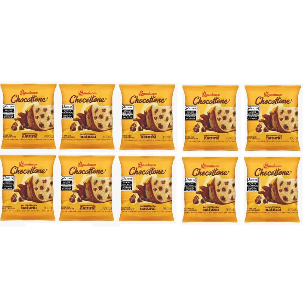 Kit 10 Mini Chocotone Bauducco 80g Gotas Chocolate Embalagem Flow Pack ...