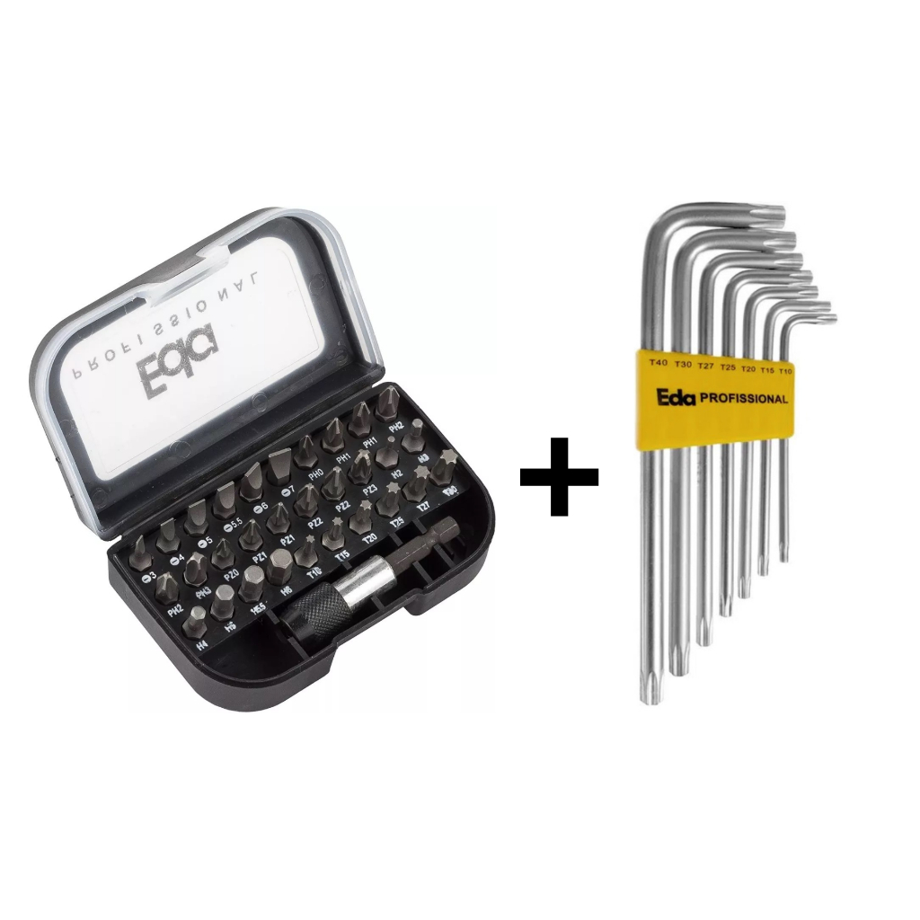 Kit Bits Pontas Parafusadeira + Jogo Chave Torx Torque Profissional ...
