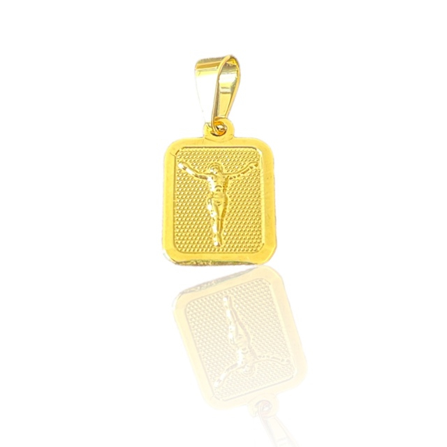 Pingente Cristo Retangular Banhado Ouro 18k | Shopee Brasil