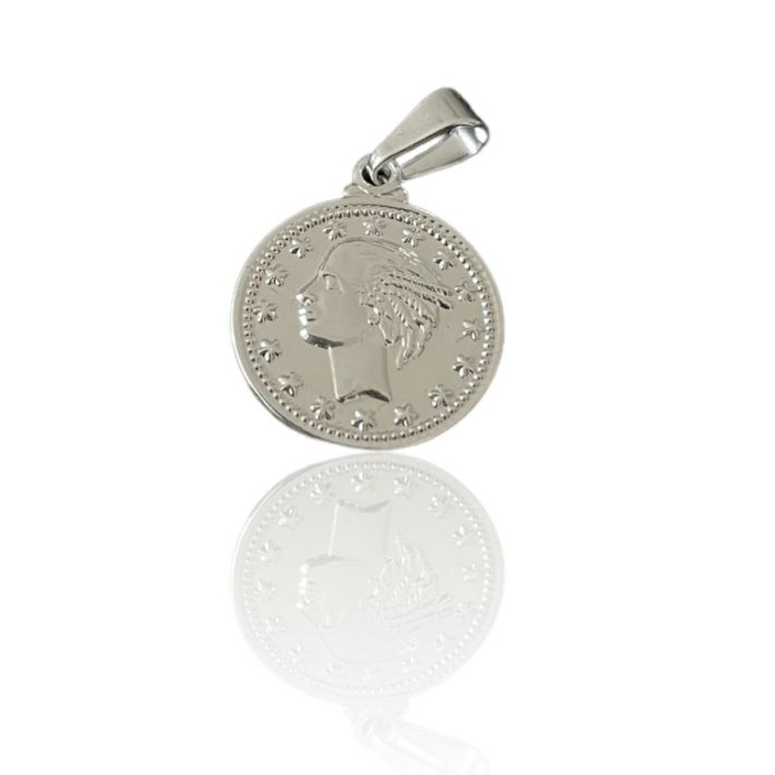 Pingente Medalha Moeda Lira Prata 295 Folheado | Shopee Brasil