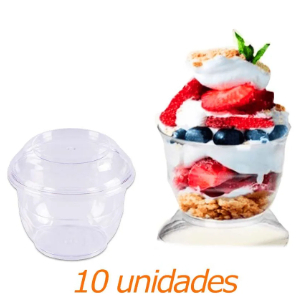 Embalagem Pote Transparente P/ Sobremesa Cristal 180ml Pacote C/10 Unidades Descartável Amalu ...