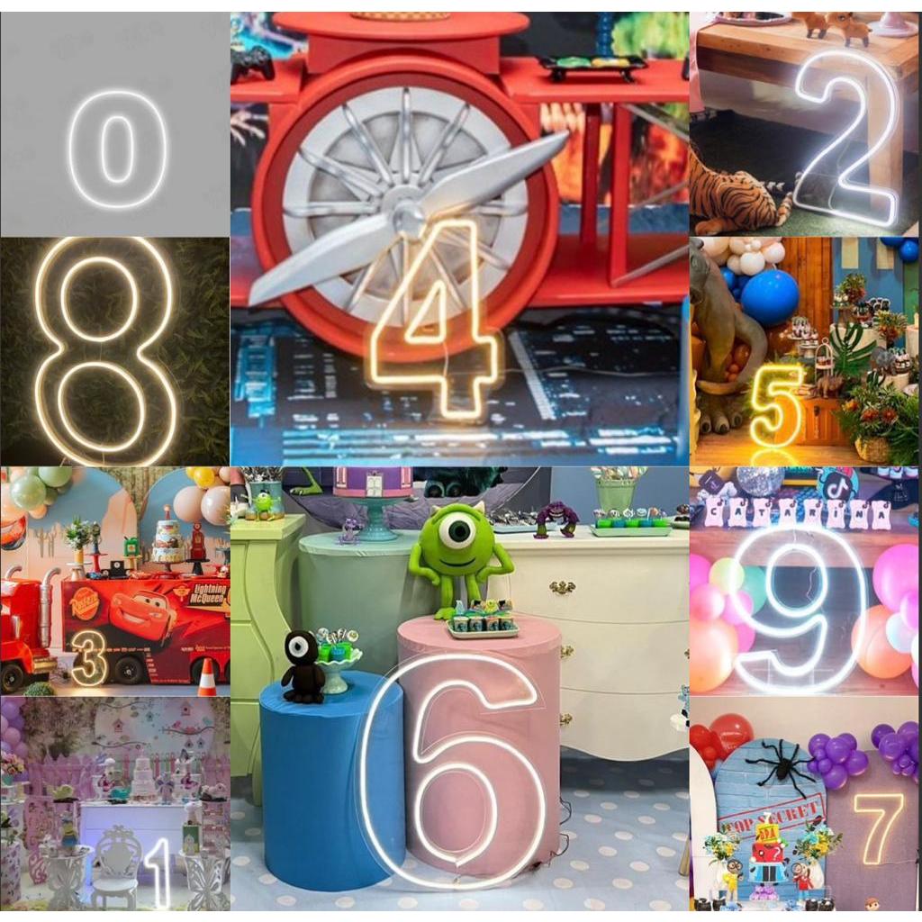 Painel Luminoso Led Neon Números p/ Decoração Festas 50cm 110/220v ...