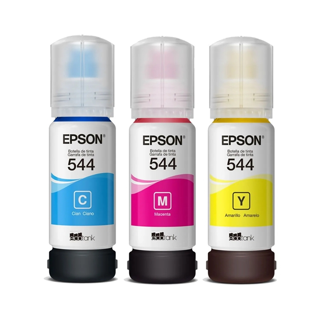 KIT 3 Color Refil Tinta Epson T544 Original L1110 L1210 L3110 L3150 ...