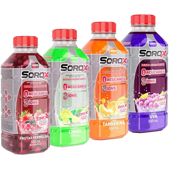 Sorox Mix Hidratante Zero Açúcar 8 Ions 550ml Pack Com 4 | Shopee Brasil