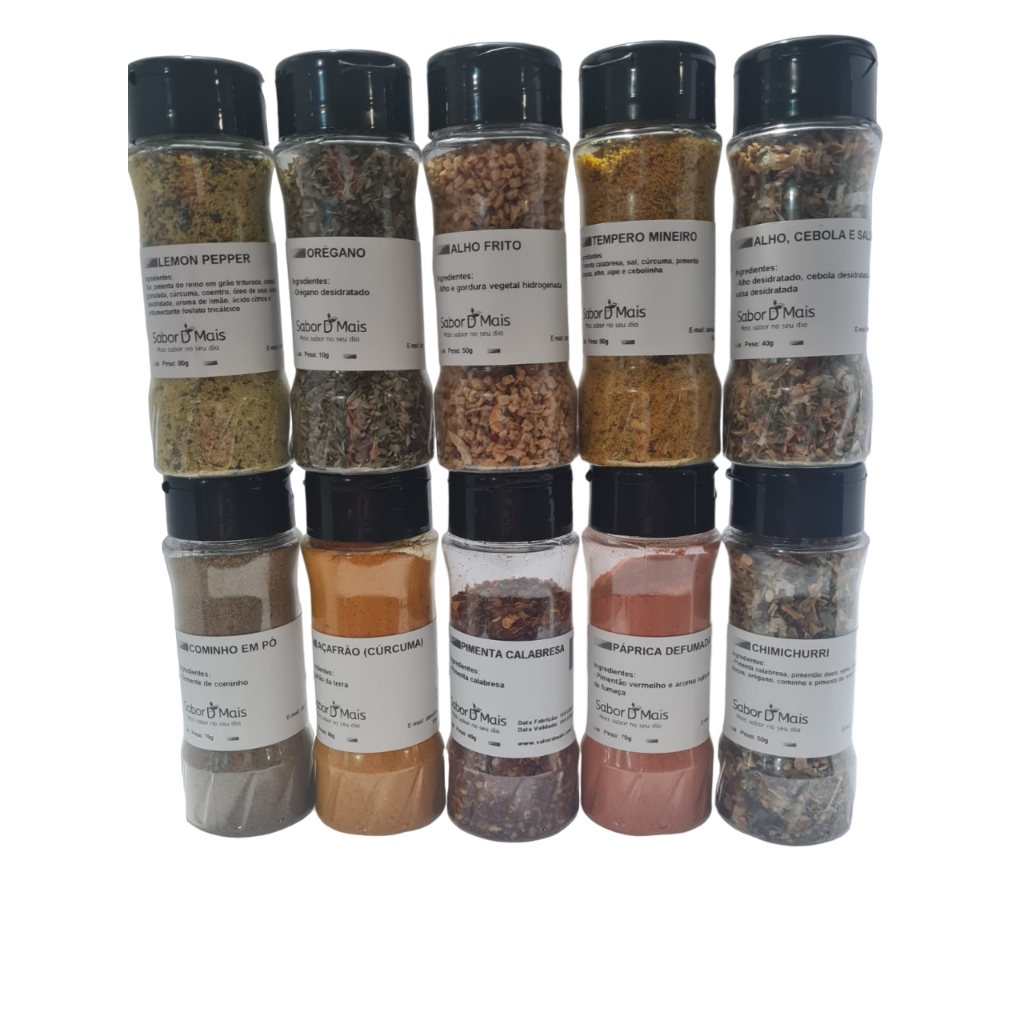 Kit 10 Temperos Condimentos no Pote - Lemon Pepper Orégano Chimichurri ...
