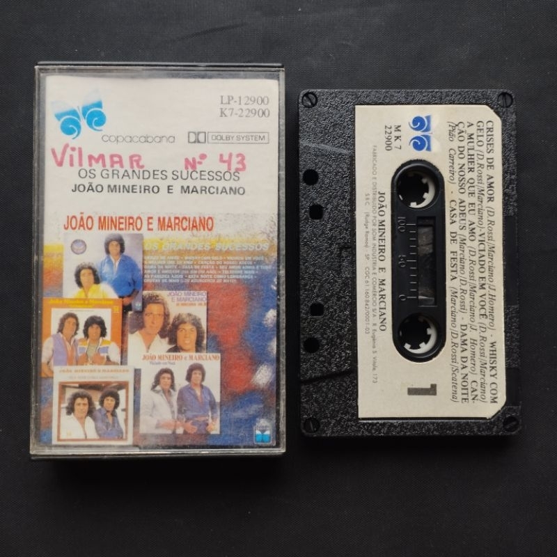Fita K7 Os grandes sucessos João Mineiro e Marciano (original e usada) | Shopee Brasil