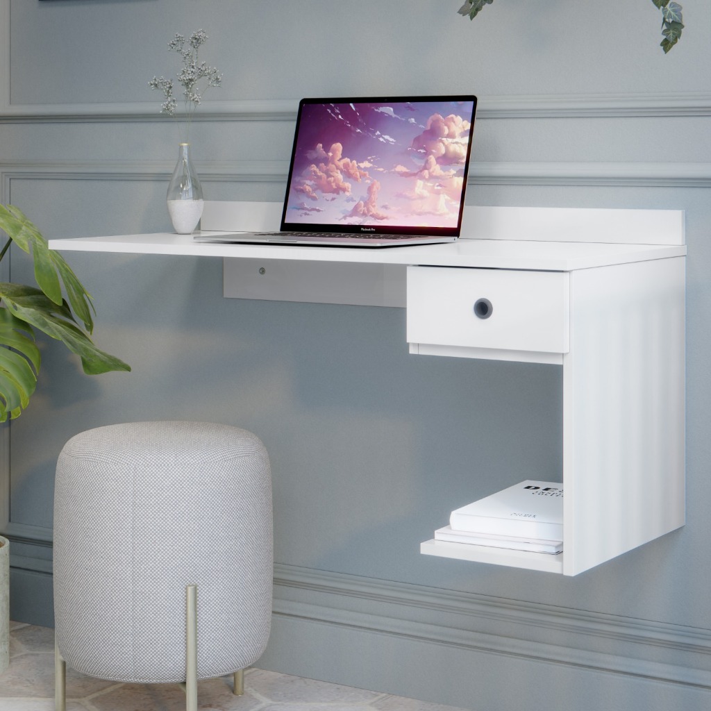 Escrivaninha Suspensa Quarto Para Notebook Com 1 Gaveta | Shopee Brasil