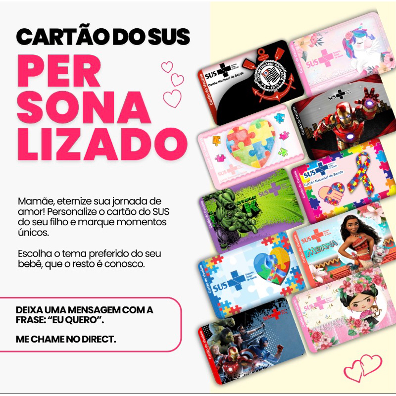 Cartão SUS (PERSONALIZADOS) | Shopee Brasil