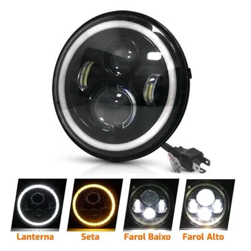 Farol Angel Eyes Defender Led Jeep Troller Fusca Kombi Moto - Farol Led ...