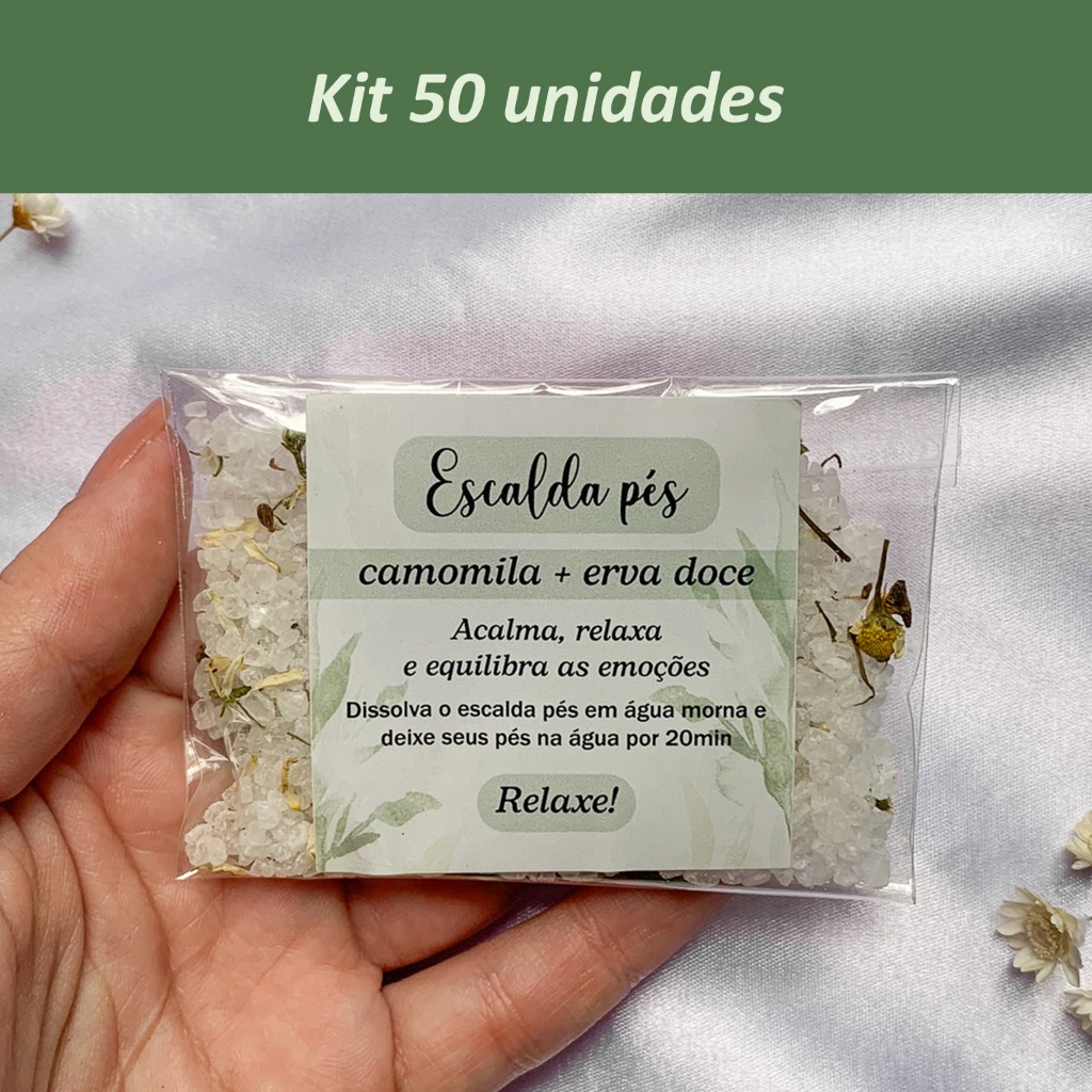 Kit 50 escalda pés com ervas - com etiqueta - lembrancinha - mimo para ...