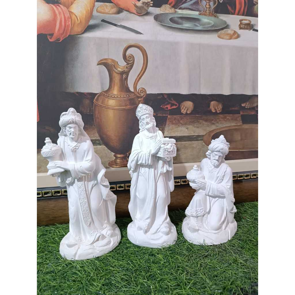Kit Três Reis Magos em gesso cru presepio de natal Melquior Baltazar ...