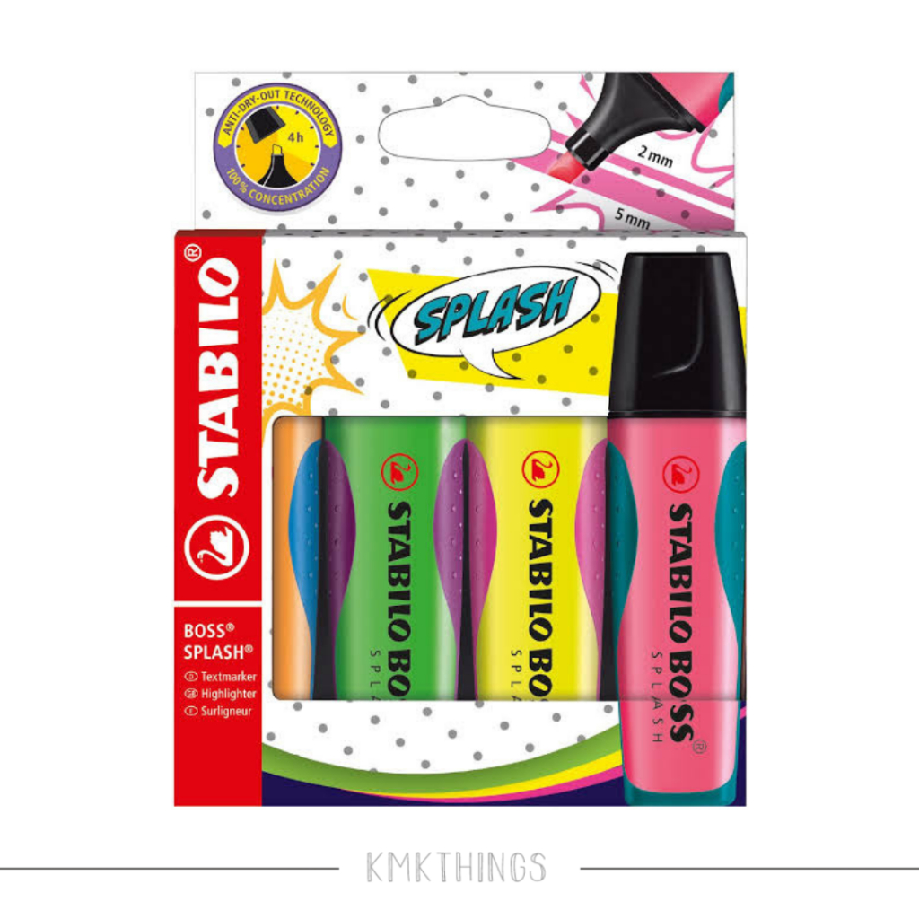 Marca texto Stabilo Boss Splash - 4 cores neon - Stabilo | Shopee Brasil