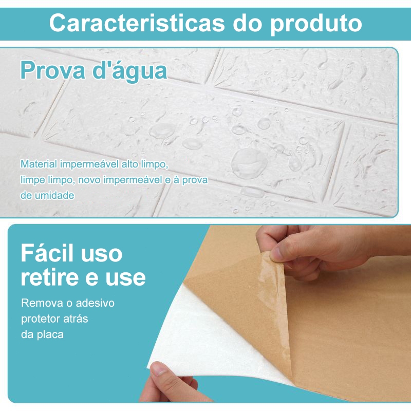 Placa Papel 70x77 cm Espessura 3mm 3D De Parede Espuma Tijolo Auto ...
