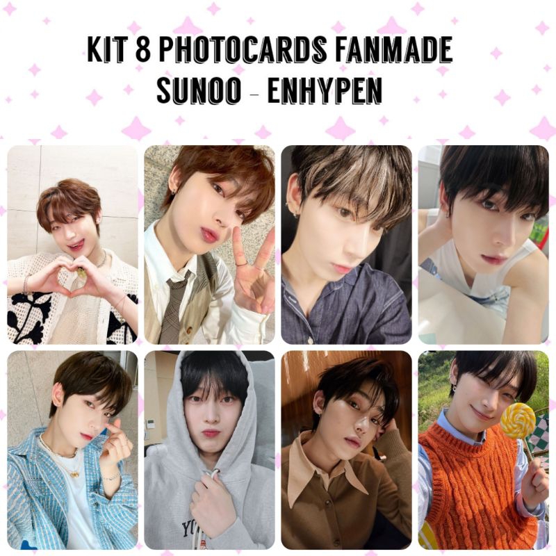 Kit 8 Photocards | Sunoo - Enhypen | Produto Fanmade | Shopee Brasil