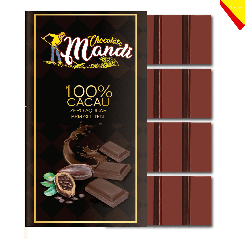 Chocolate 100% Cacau Mandi, Zero Açúcar E Zero Glúten - 100g | Shopee ...