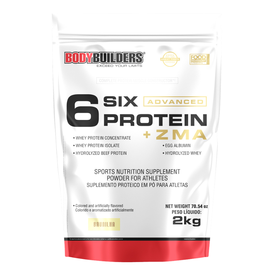 Whey Protein Concentrado 6 Six Protein Advanced 2kg com ZMA para Ganho ...