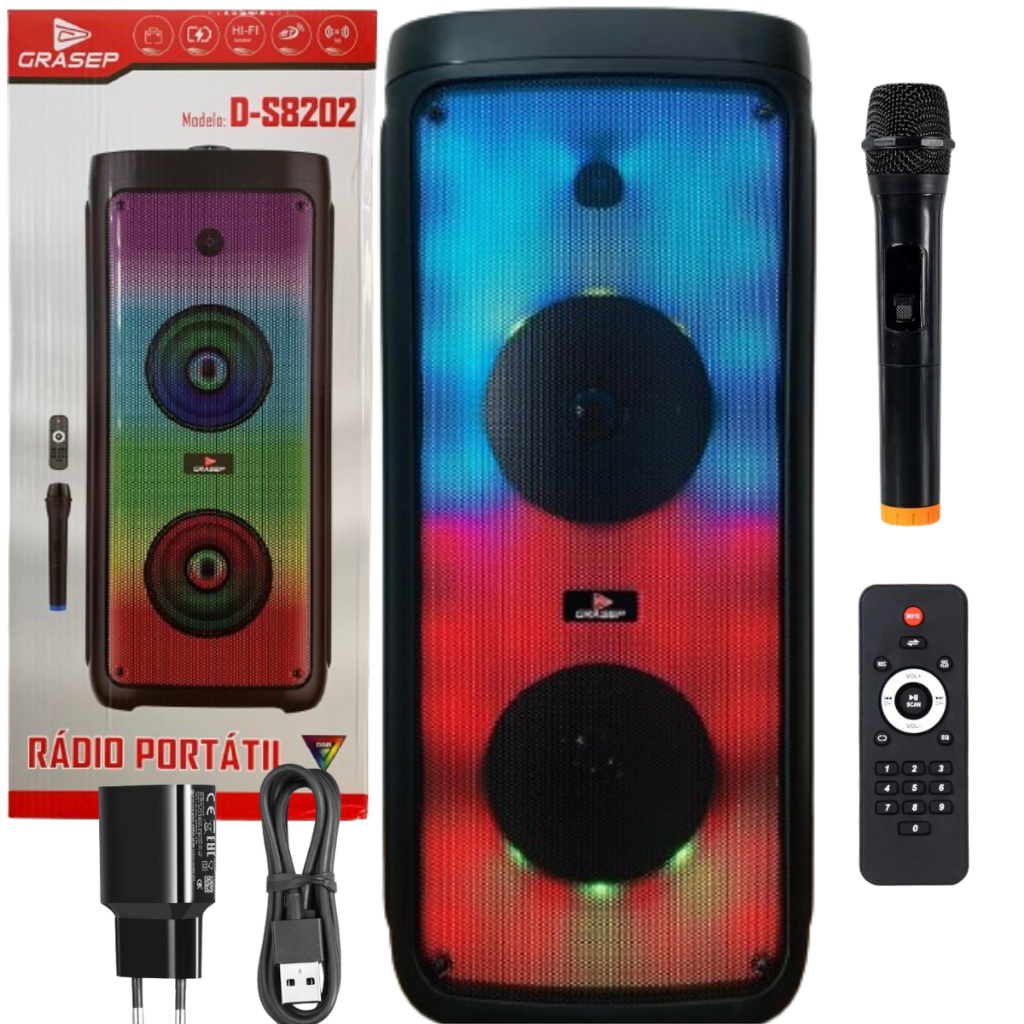 Caixa De Som Bluetooth Boom Box Amplificada 5000W Portatil C/ Microfone ...