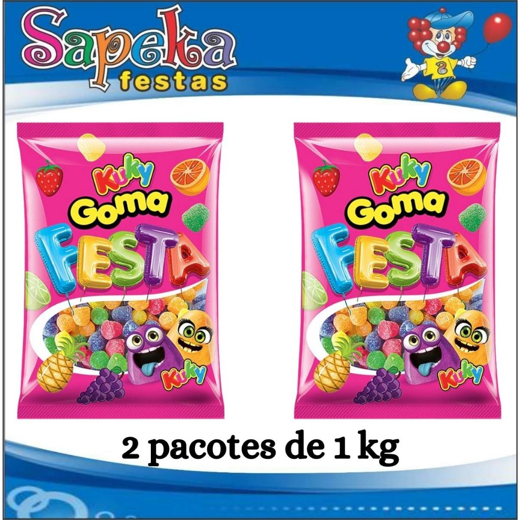 Kit 2 Balas de Goma Festa colorida 1kg - kuky ( 2 pacotes) | Shopee Brasil