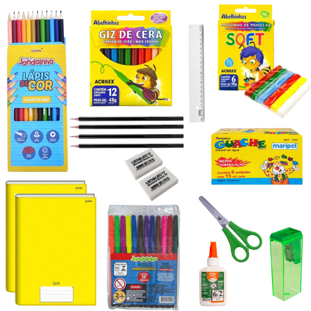 Kit Material Escolar Completo Infantil Fundamental I Pré | Shopee Brasil