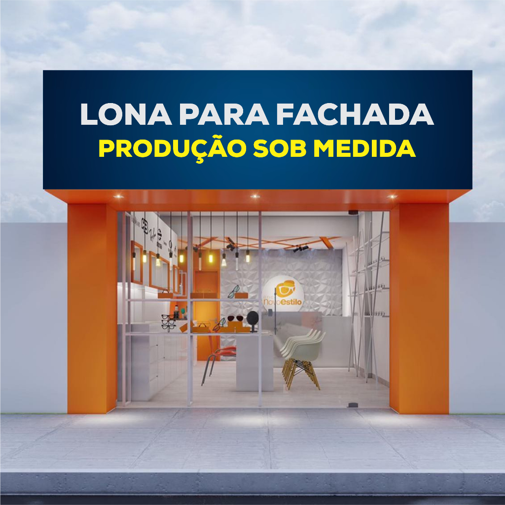 Fachada em Lona, Banner Faixa Lona Personalizado com acabamento em ...