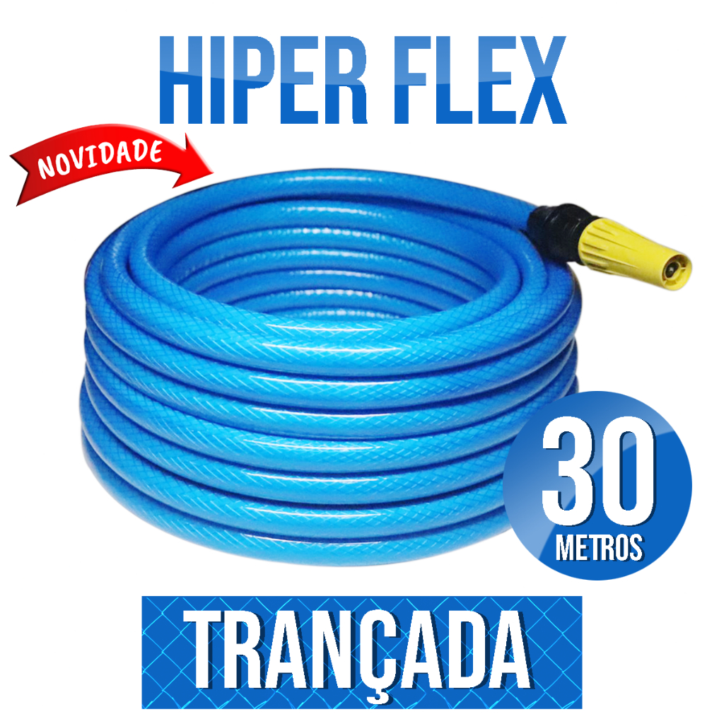 MANGUEIRA DE JARDIM TRANÇADA AZUL FLEXÍVEL SUPER REFORÇADA - 10M 15M ...